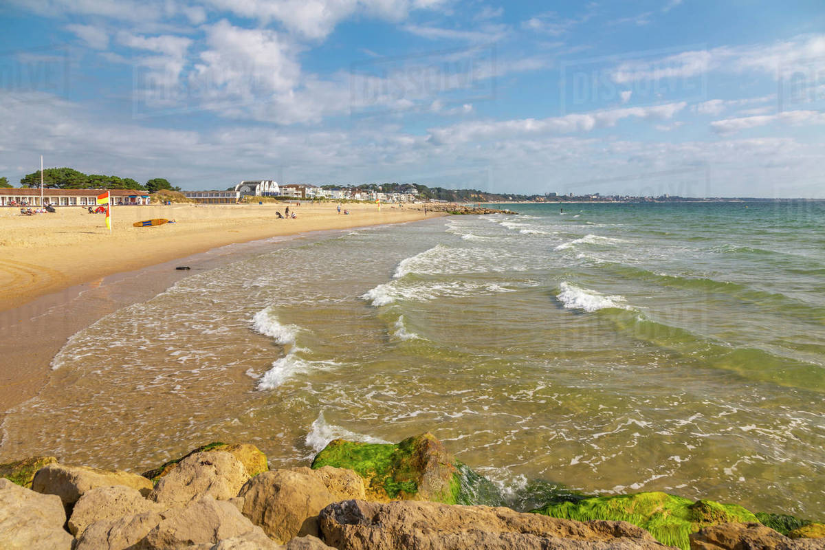 View of Sandbanks Beach in Poole Bay, Poole, Dorset, England, United ...