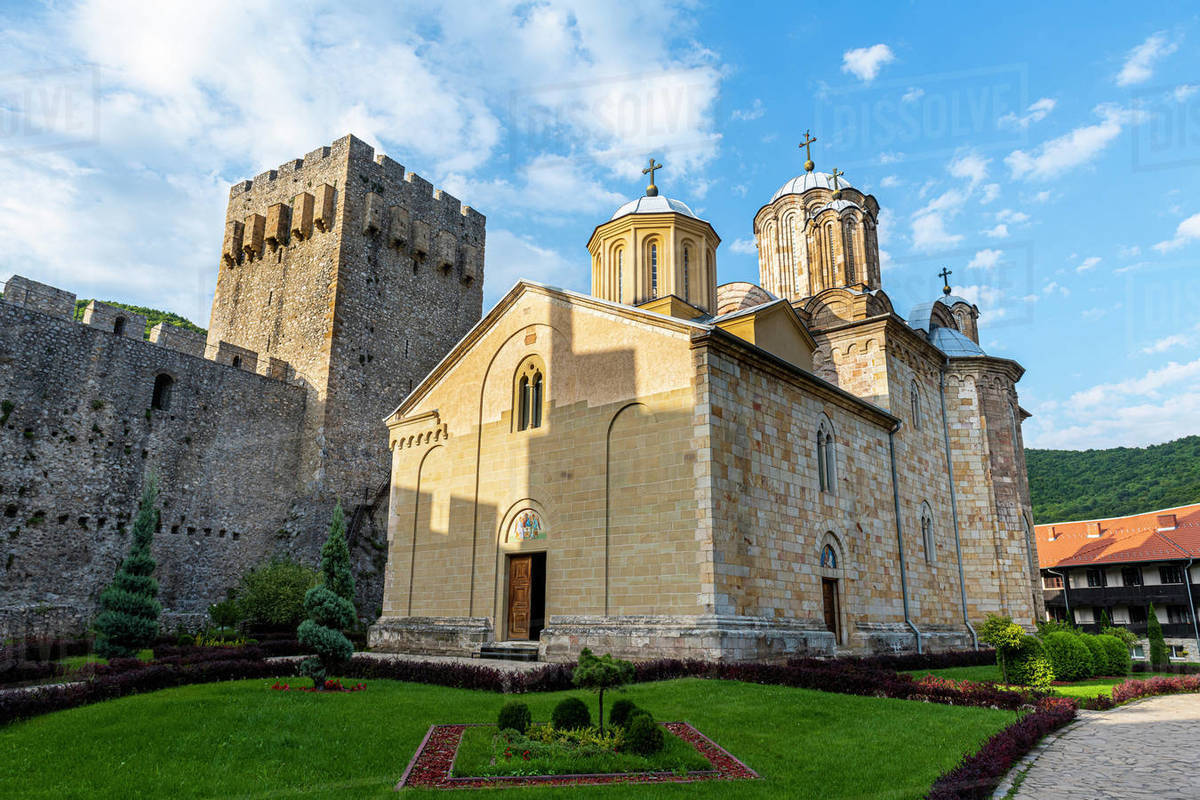 Fortified Manasija Monastery, Serbia, Europe - Stock Photo - Dissolve