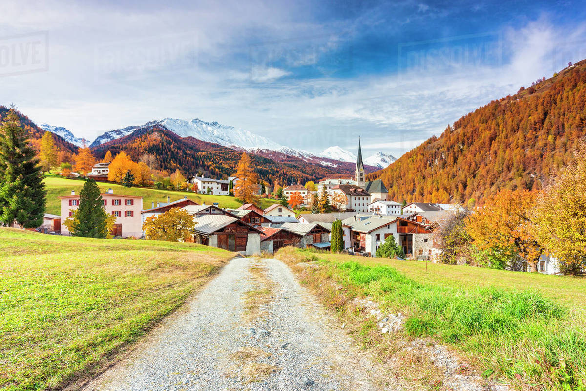 Traditional Swiss village called Santa Maria in Val Mustair, Canton ...