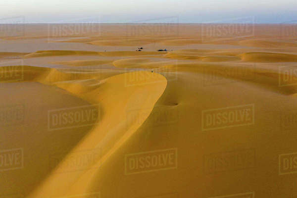 Aerials of sand dunes at sunset, Dirkou, Djado Plateau, Niger, West ...