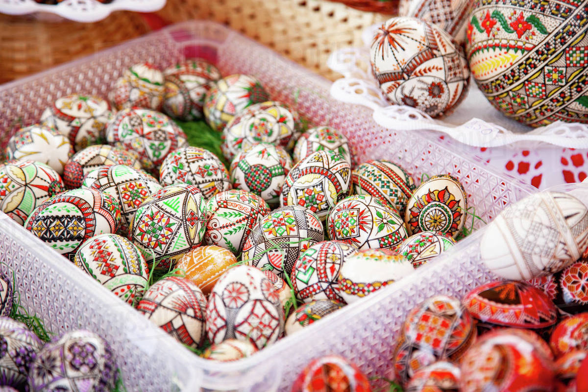 Traditional painted Easter eggs, Transylvania, Romania, Europe - Stock ...