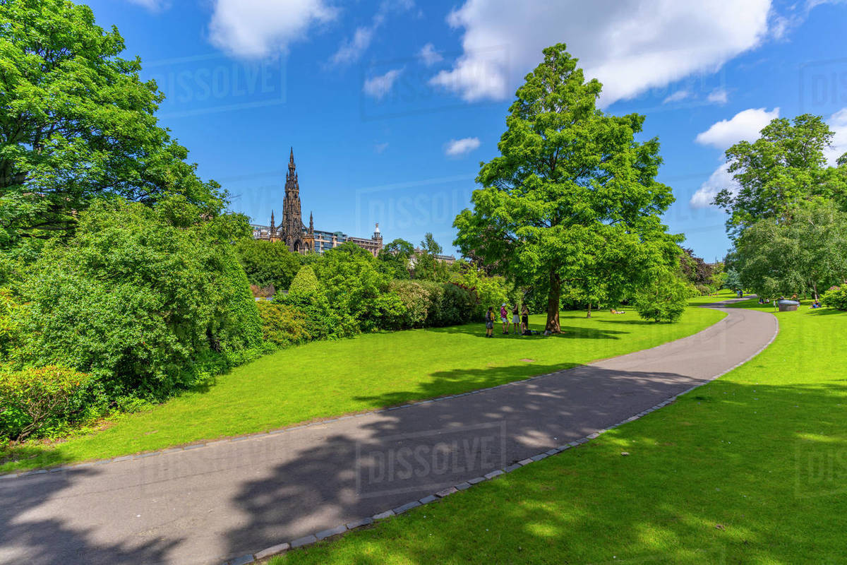 View of East Princes Street Gardens and Scott Monument, Edinburgh ...