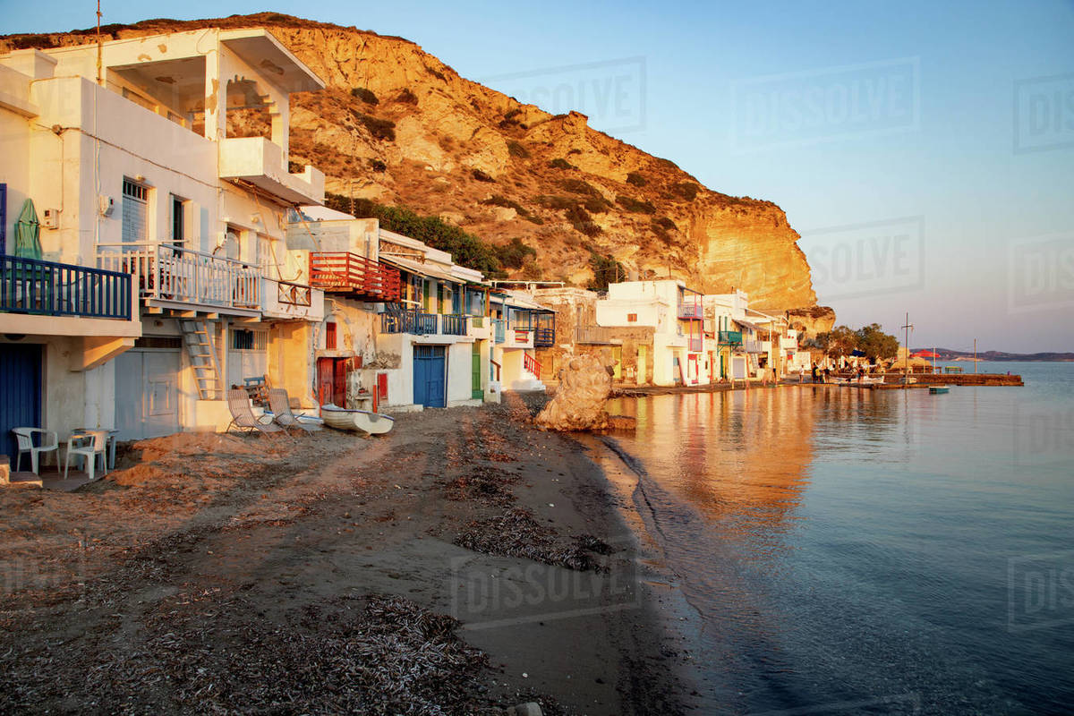 Picturesque colorful village of Klima, Milos island, Cyclades, Greek ...