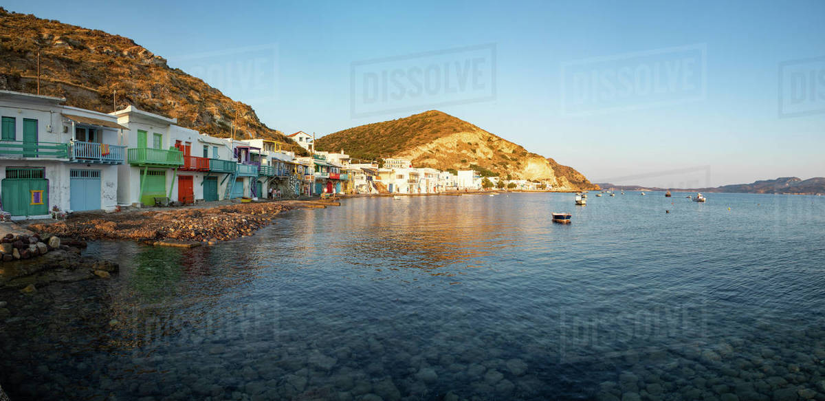 Picturesque colorful village of Klima, Milos island, Cyclades, Greek ...