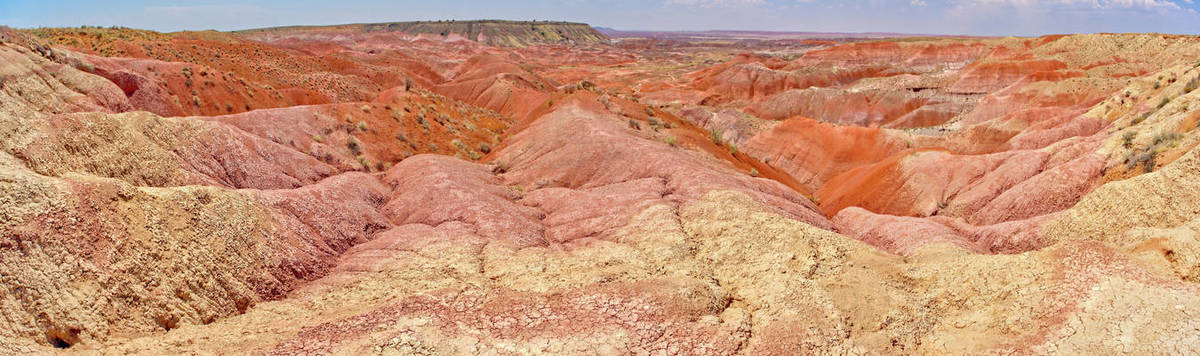 Blood red ridges of Bentonite clay on the east side of Tiponi Point in ...