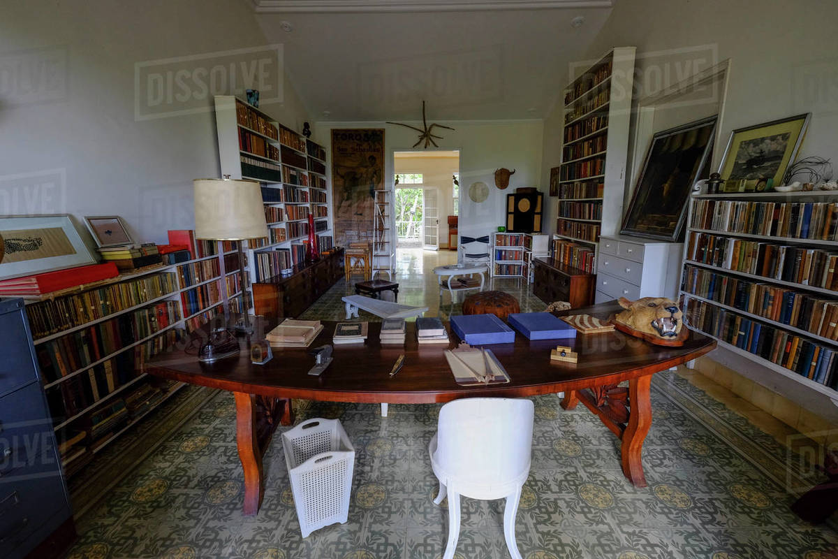 Interior of Ernest Hemingway's former home at Finca Vigia, San ...