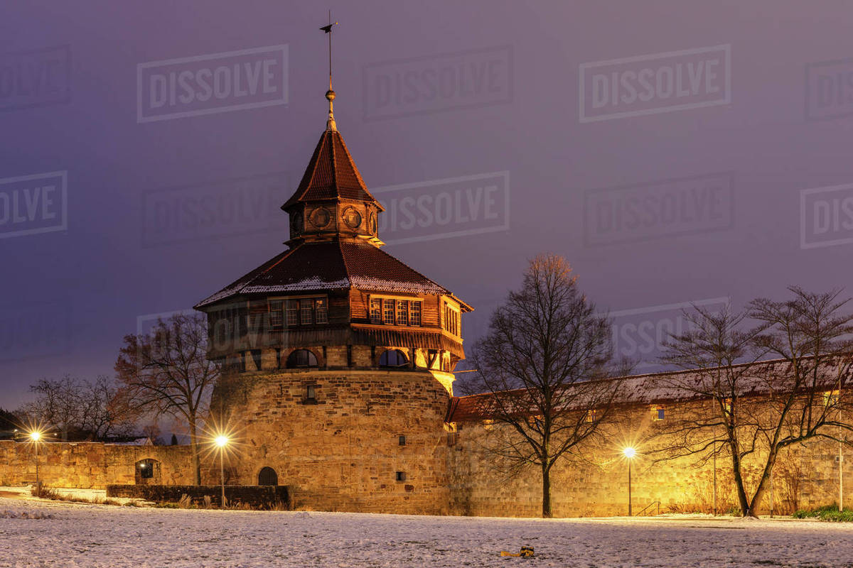 Dicker Turm tower at the castle, Esslingen am Neckar, Baden-Wurttemberg ...