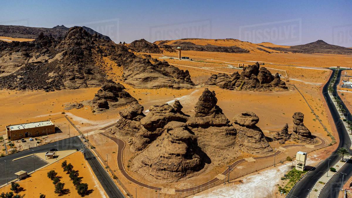 Aerial of the Rock Art in the Ha'il Region, UNESCO World Heritage Site ...