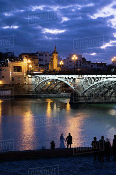 The Triana Bridge (Puente de Triana) (Puente de Isabelle II) in Seville ...
