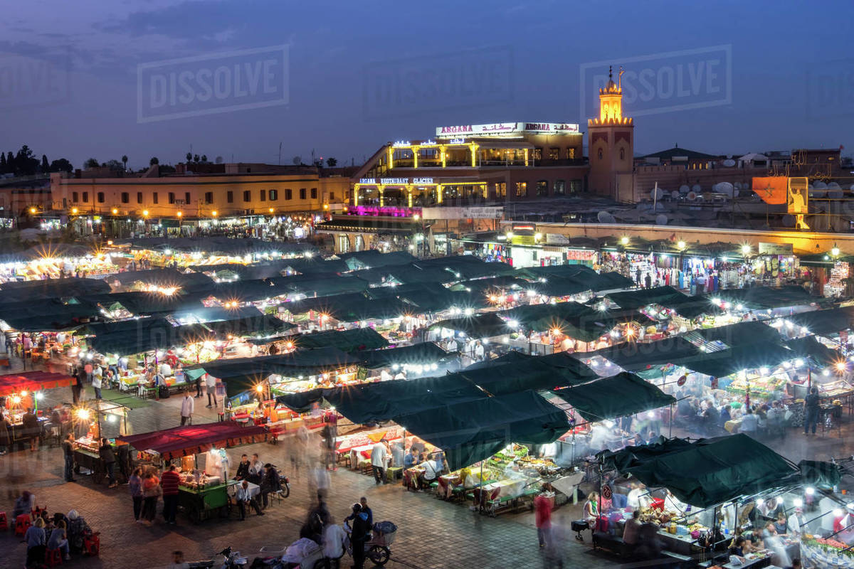 Jemaa El Fna Square at night, Marrakech, Morocco, North Africa, Africa ...