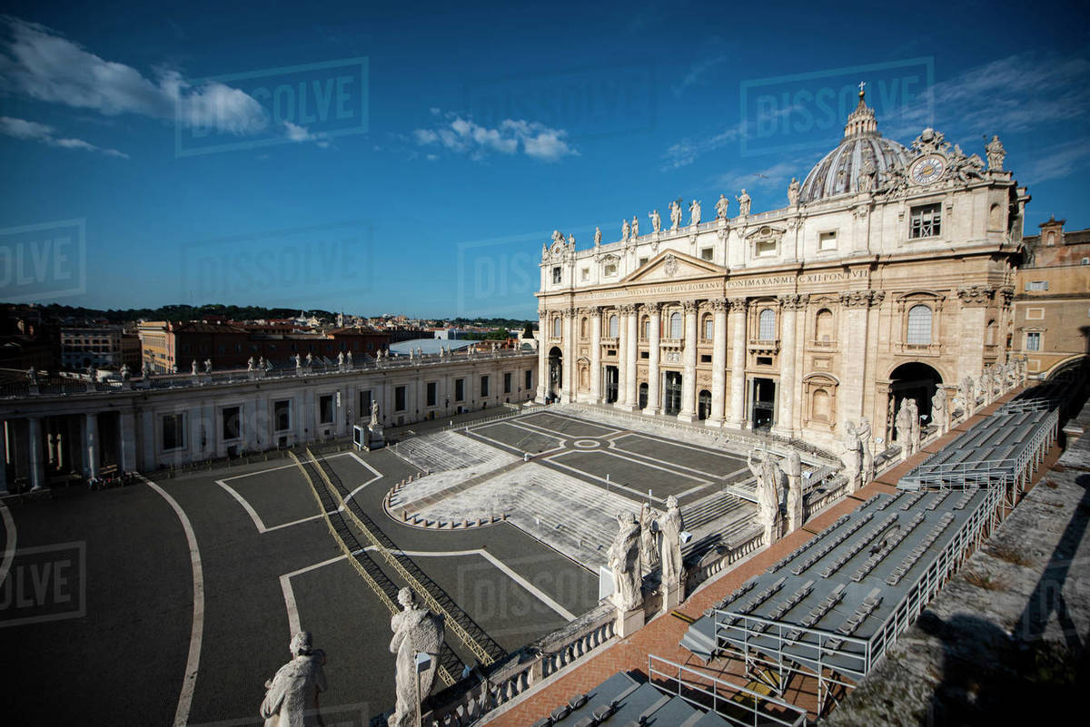 Empty Piazza San Pietro in the Vatican, UNESCO World Heritage Site ...