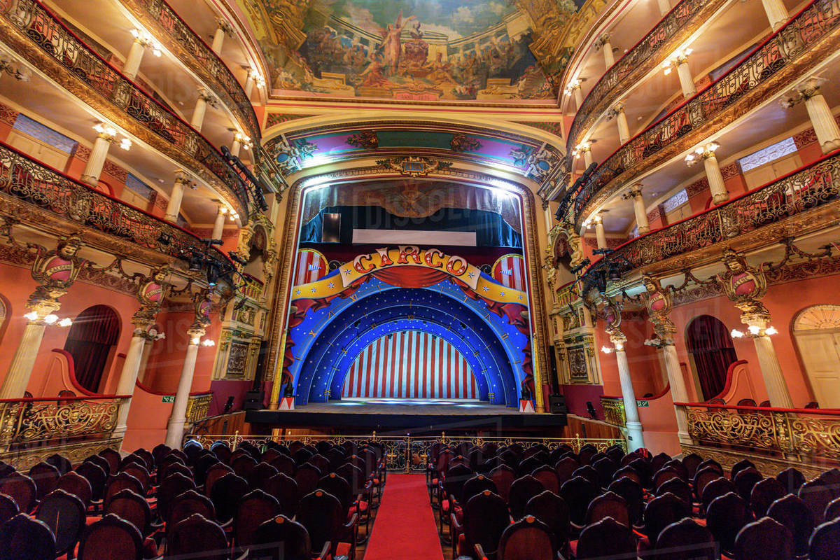 Beautiful interior of the Amazon Theatre, Manaus, Amazonas state ...