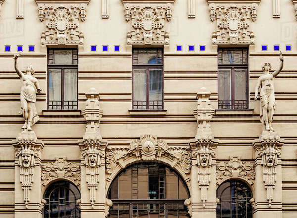 Art Nouveau Architecture, 2 Albert Street, Riga, Latvia, Europe - Stock ...