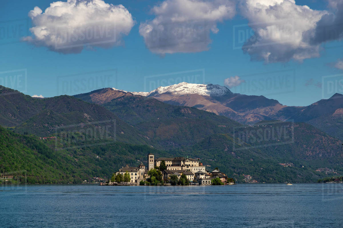 View of Lake Orta and the Island of San Giulio, Orta, Lake Orta ...