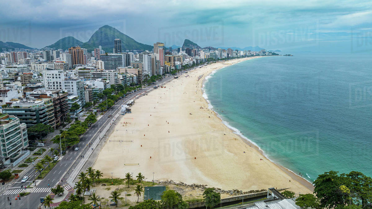 Aerial of Leblon beach, Rio de Janeiro, Brazil, South America - Stock ...