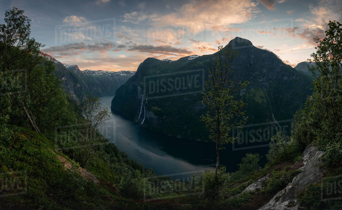 Sunset in one of the most beautiful fjords in southern Norway ...