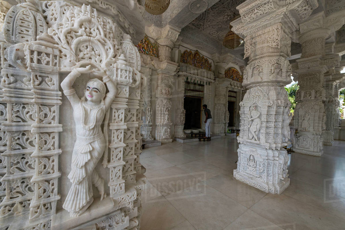 Marble built Dharamshala Manilaxmi Tirth Jain temple, Gujarat, India ...