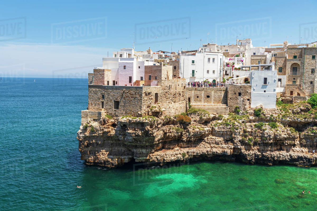 Polignano a mare, the medieval and white sea town facing the turquoise ...