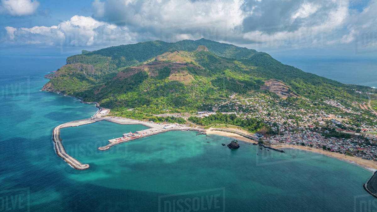 Aerial of the island of Annobon, Equatorial Guinea, Africa - Royalty ...