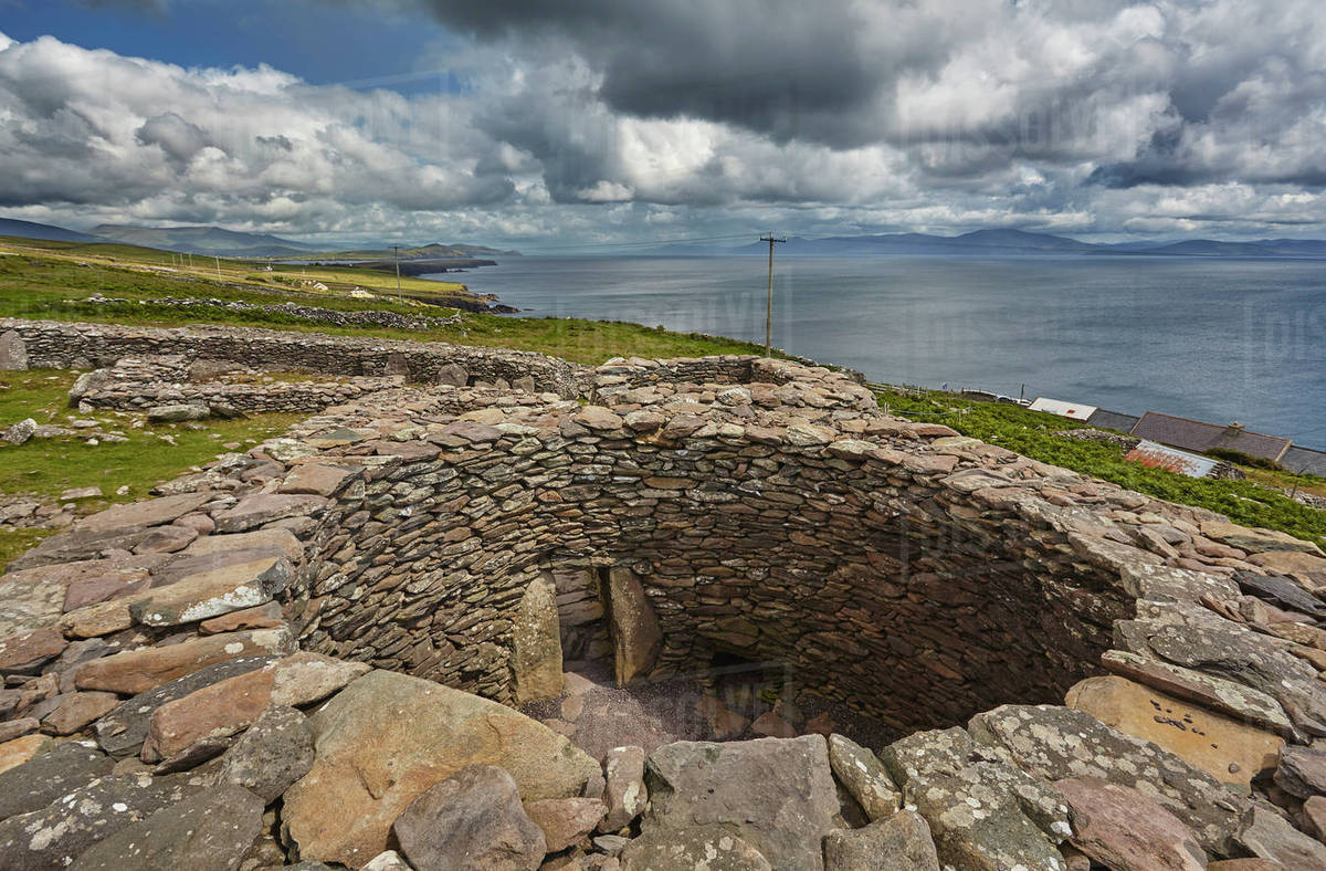 The Fahan group of beehive huts, on the southwest coast of the Dingle ...