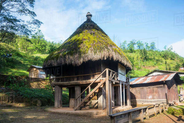 Traditional house in the mountains of Aileu, East Timor, Southeast Asia ...