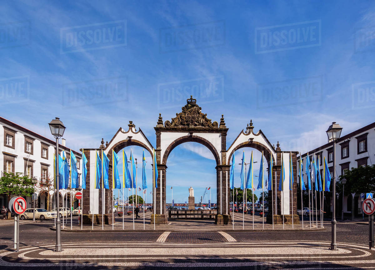 City Gates, Ponta Delgada, Sao Miguel Island, Azores, Portugal ...