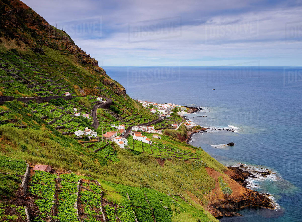 Vineyards of Maia, elevated view, Santa Maria Island, Azores, Portugal ...