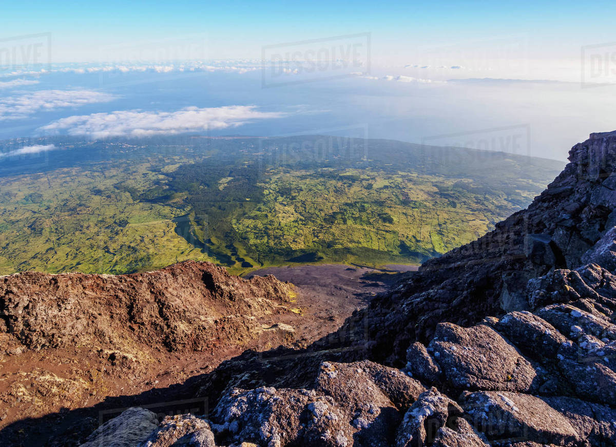 Edge of Pico Alto on the summit of Pico, Pico Island, Azores, Portugal ...