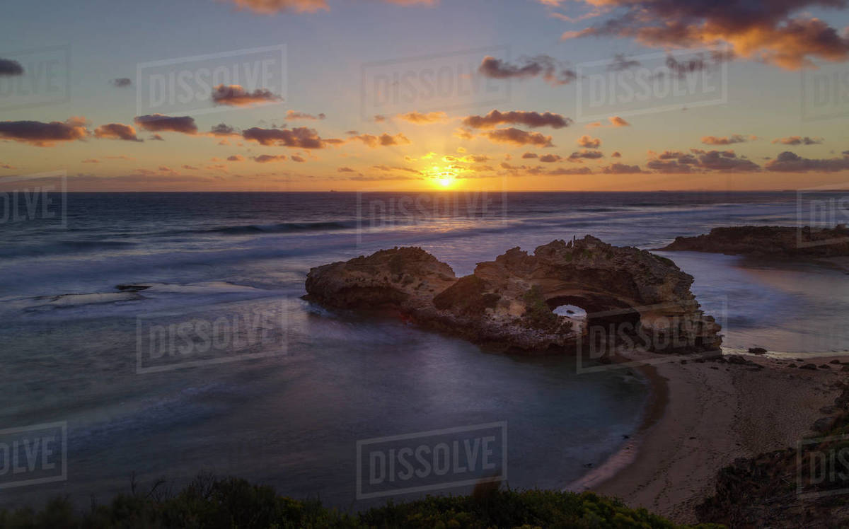 Coast sunset landscape viewed from the London Bridge lookout, in the ...