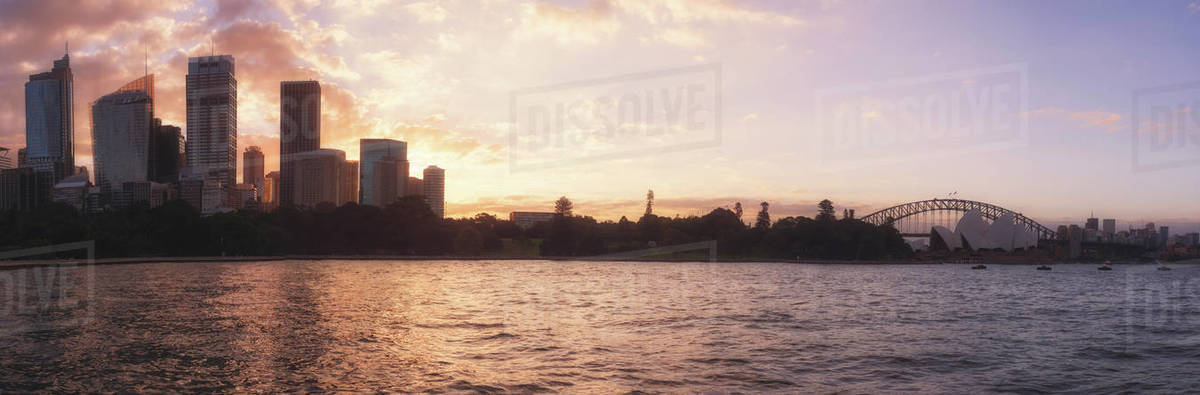 Sydney city skyline panorama from Sydney Harbour, Sydney, New South ...