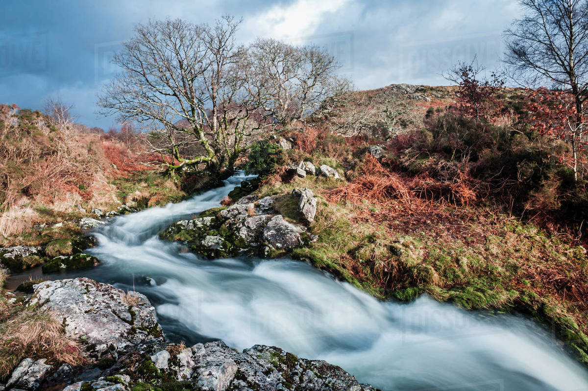 River in the foothills of Cnicht, Croesor Valley, Snowdonia National ...
