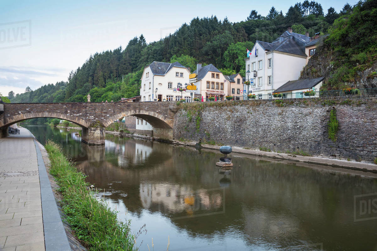 View of Vianden and Our River, Vianden, Luxembourg, Europe - Royalty ...