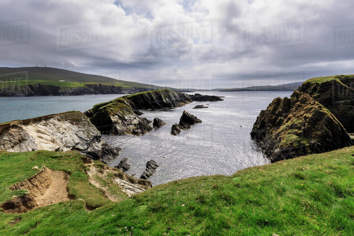 St. Ninian's Isle, spectacular cliff scenery, South West Mainland ...