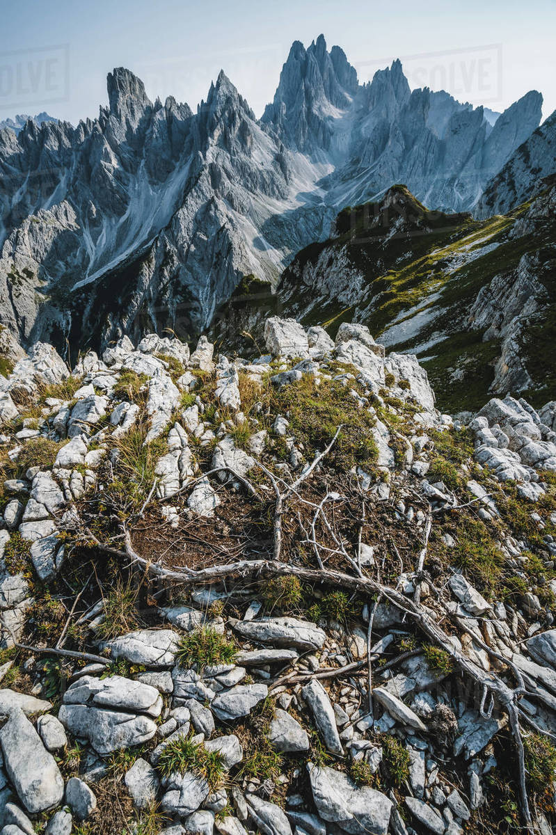 A breathtaking view of the mountain Cadini di Misurina in the Italian ...