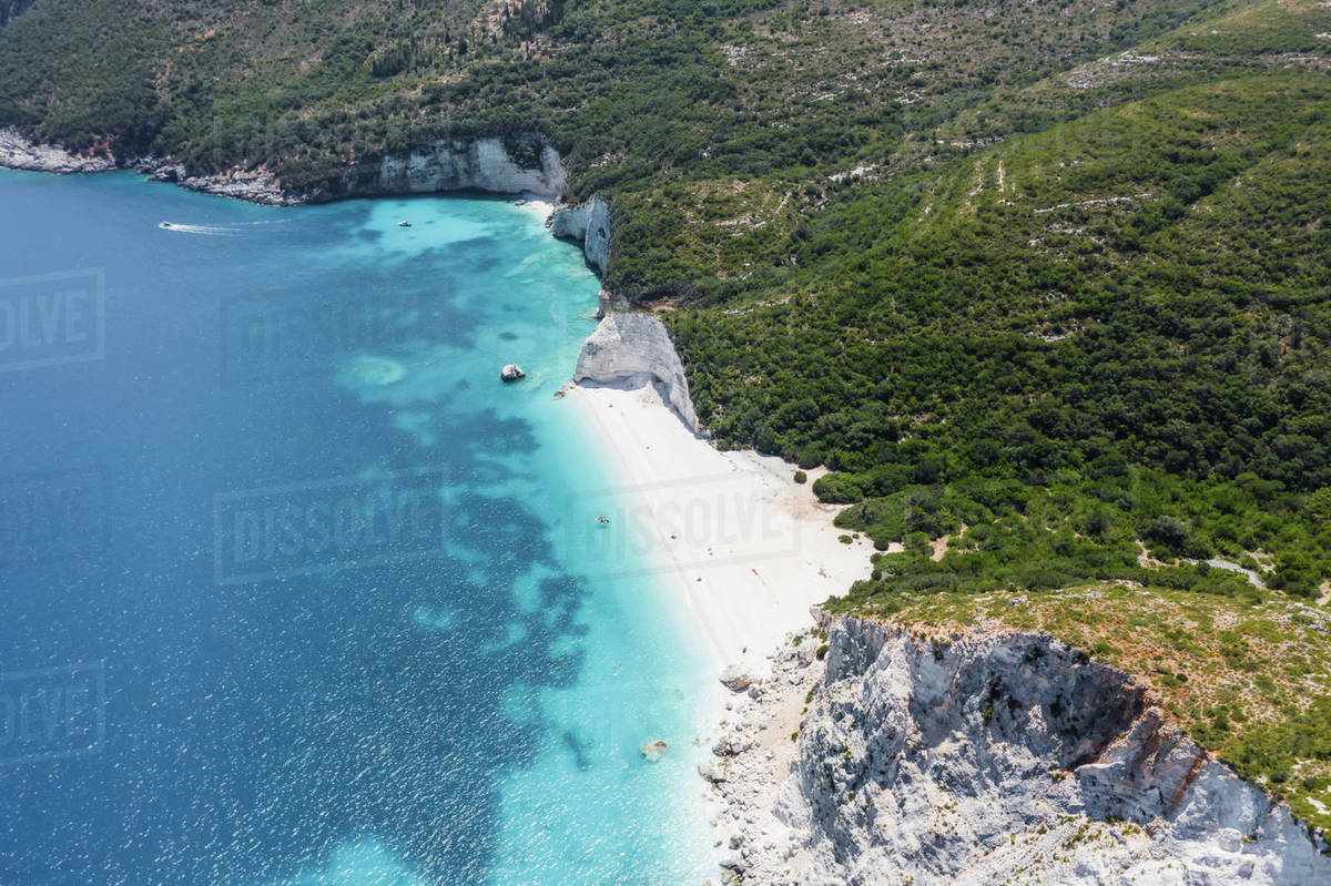 Remote and hidden Fteri beach in Kefalonia Island, Greece, Europe ...