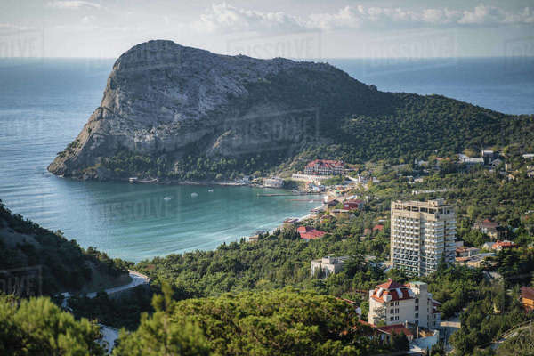 Novyi Svit town in Crimea. View from the top of Falcon Sokol mountain ...