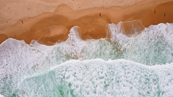 Waves rolling towards beautiful sandy beach - 4K Royalty-free Stock ...