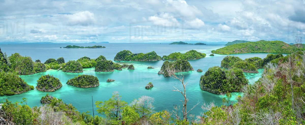 Pianemo Islands, Blue Lagoon with Green Rockes, Raja Ampat, West Papua ...
