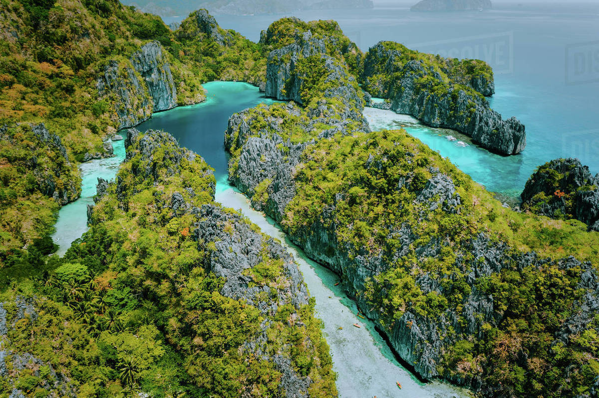 Aerial drone view beautiful shallow tropical Big and Small Lagoon ...