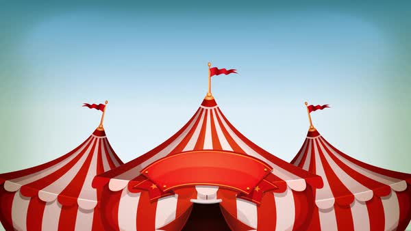 Big Top Circus Background Loop/Animated loop of cartoon white and red ...