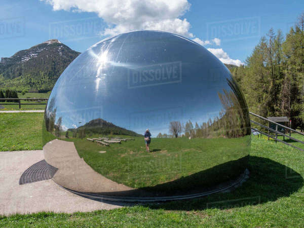 TRENTO, ITALY - JUN, 1 2019: Mirror like semi sphere of astronomical ...