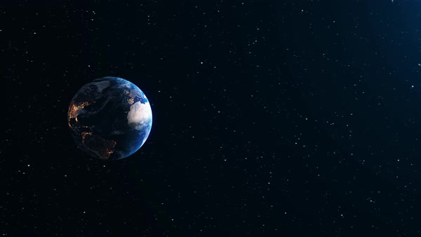 Planet earth 3D orbital animation with realistic geography surface and ...