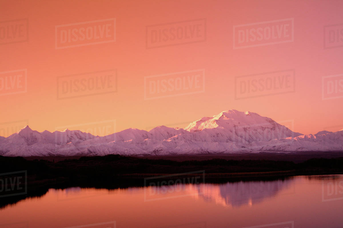 Alaska, Denali National Park, Mt. McKinley at Sunrise with Reflections ...