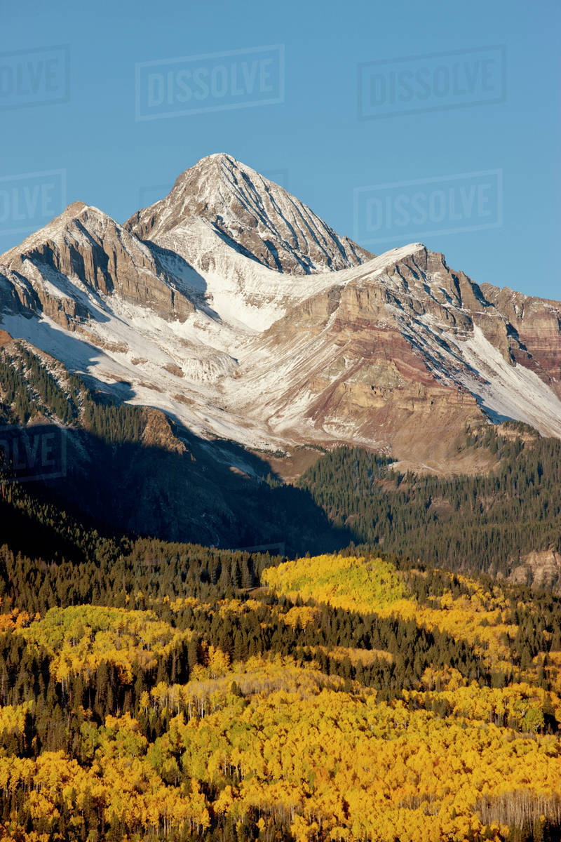 USA, Colorado, San Juan Mountains. Landscape of Wilson Peak on an ...