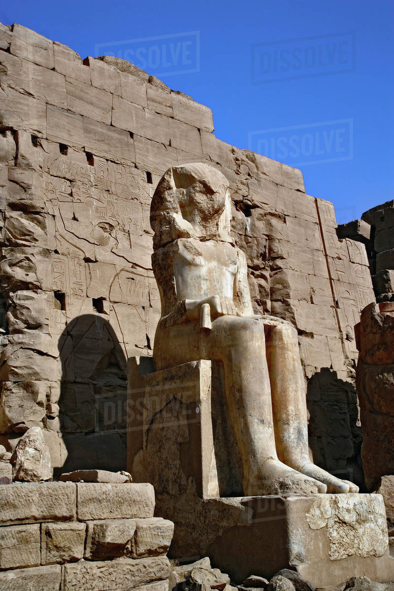 Pharaoh statue at entrance to Temple of Karnak, located at modern day ...