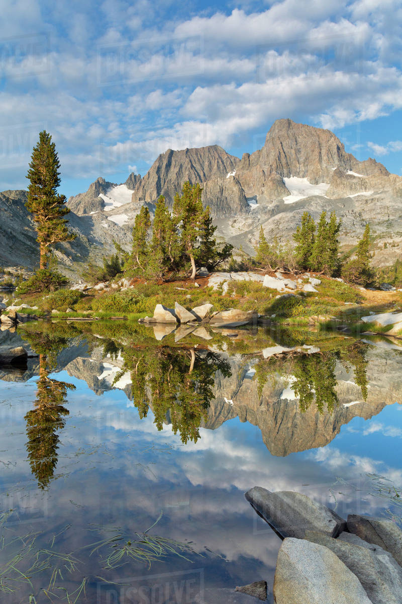 USA, California, Inyo National Forest. Mount Ritter and Banner Peak ...
