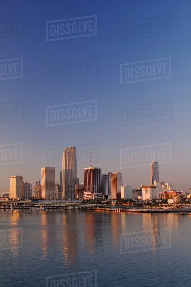 Miami, Florida skyline at sunrise. - Royalty-free Stock Photo | Dissolve