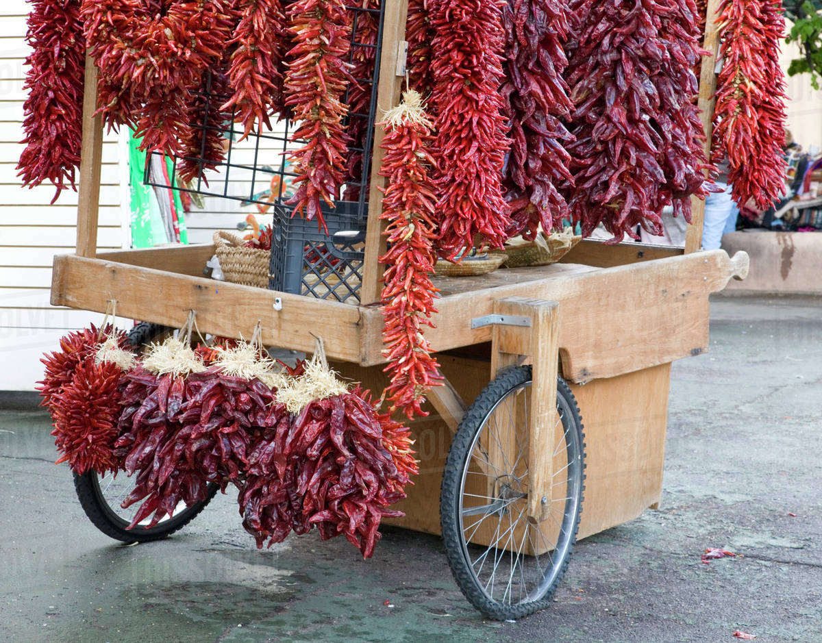 NM, New Mexico, Santa Fe, chile ristras - Royalty-free Stock Photo ...