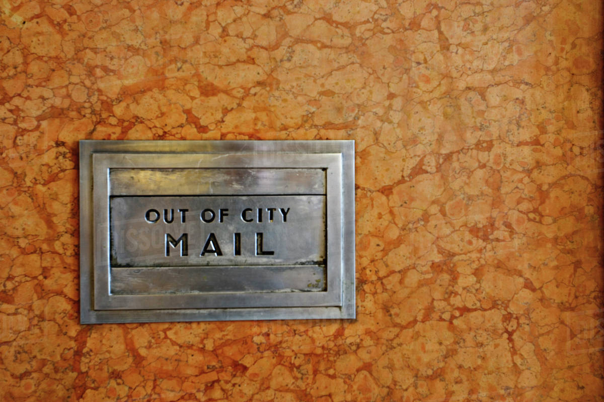 Art Deco style Out of City mail chute in rotunda of Cincinnati Museum ...