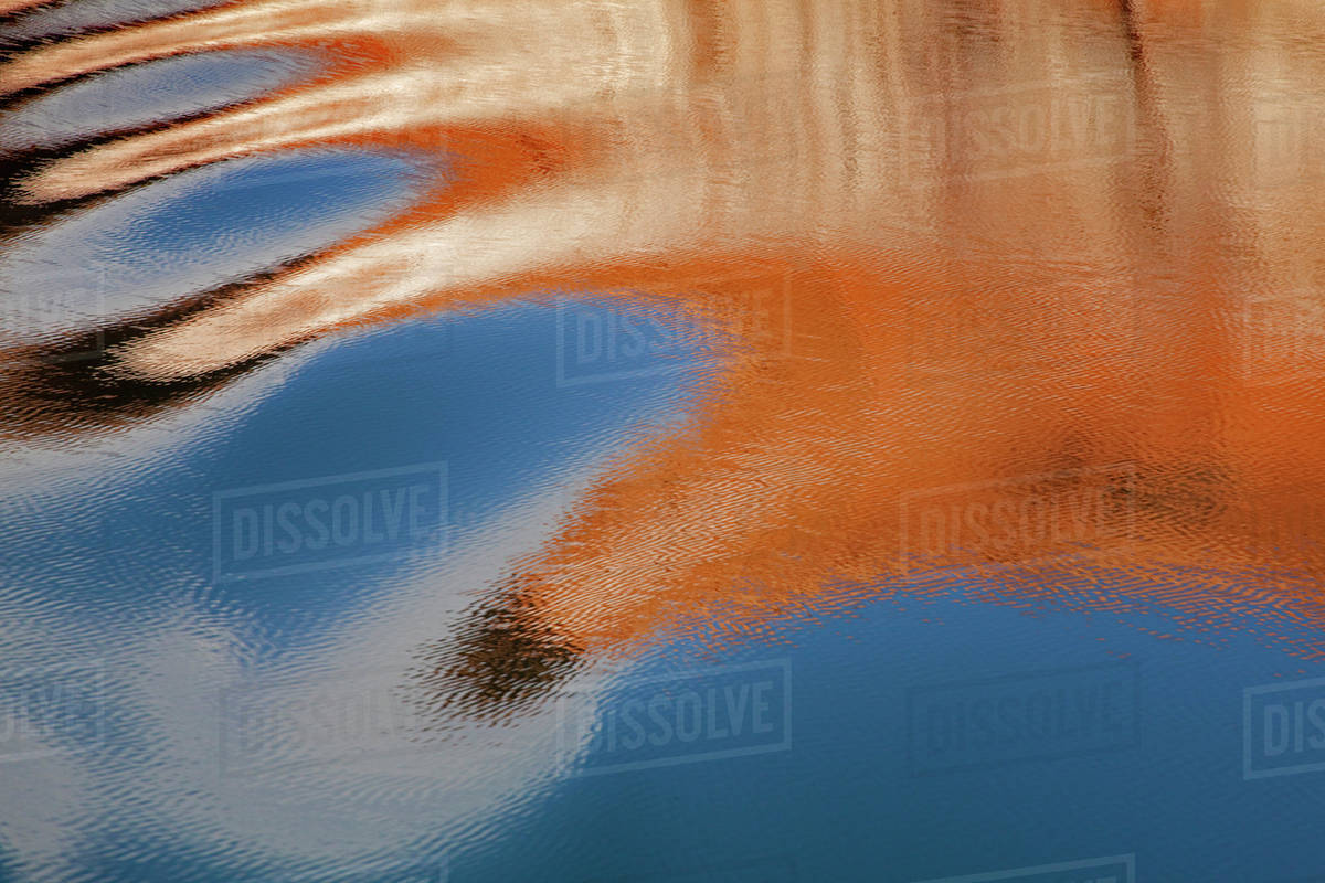 USA, Utah, Glen Canyon National Recreation Area. Boat wake patterns ...